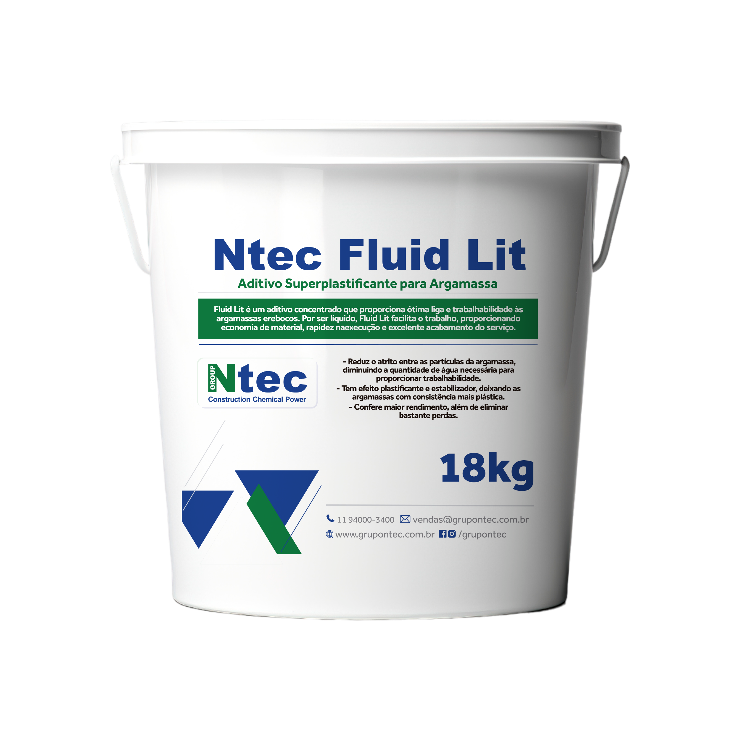 Ntec Fluid Lit - Aditivo Superplastificante para argamassa (18kg ...
